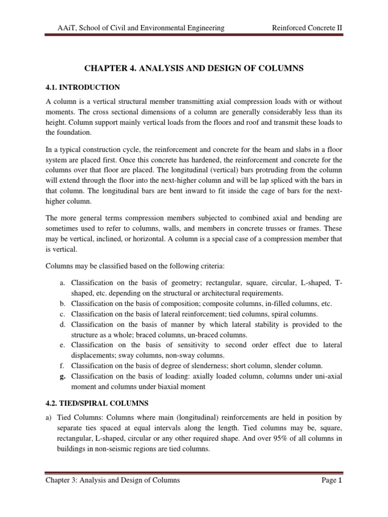 Lecture 4 Columns Design | PDF | Column | Buckling