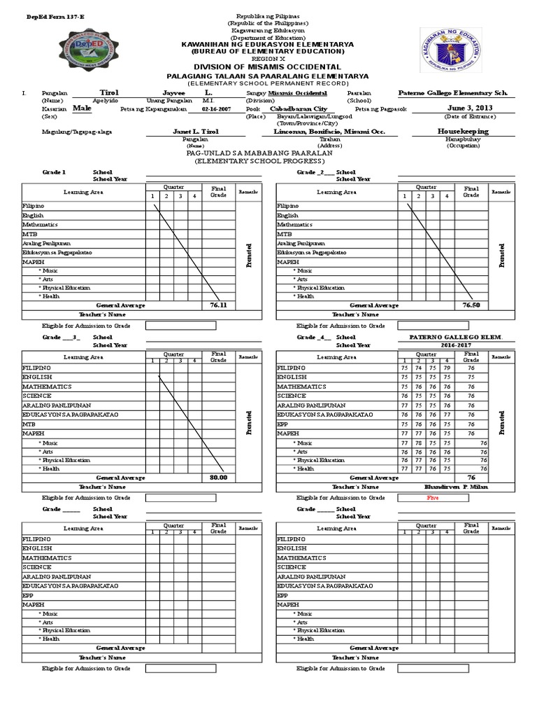 Form-137-K-12-New 3 | PDF | Psychological Concepts | Cognition