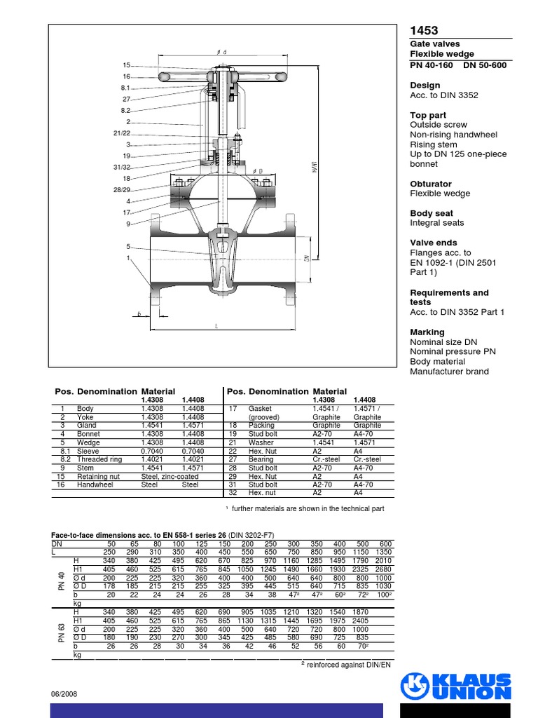 Robinet SP Pn64 Cf. DIN 3202-F8 | PDF | Valve | Screw