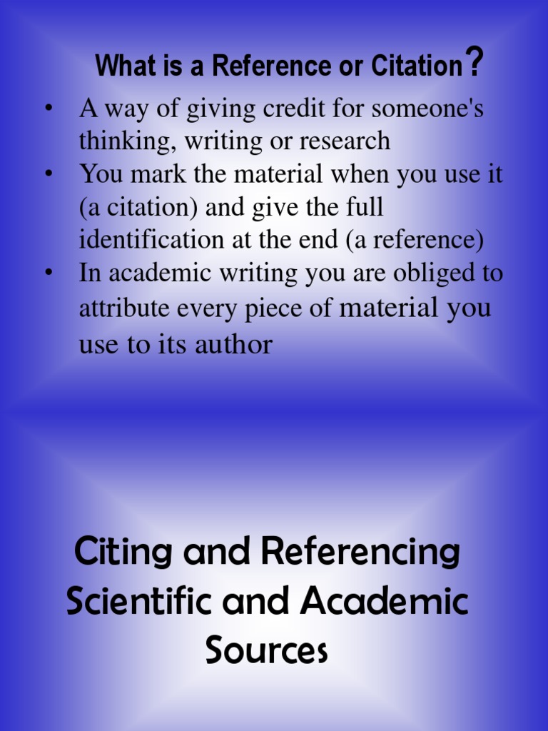 What Is A Reference or Citation: Material You Use To Its Author | PDF ...