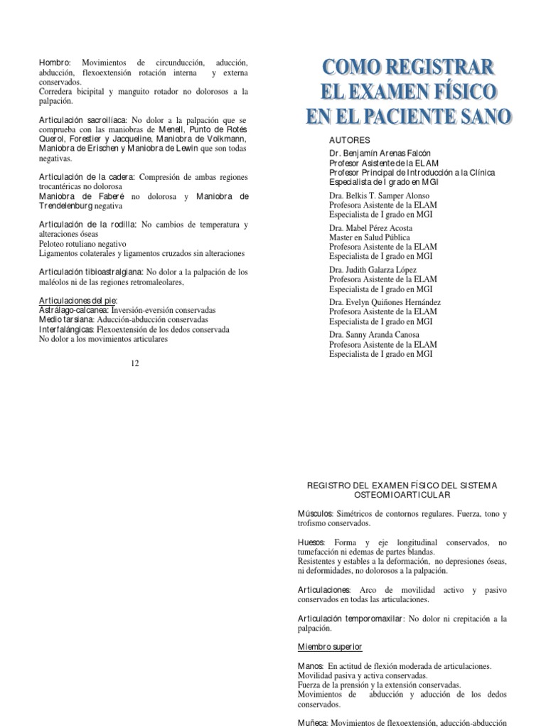 Libro Semiologia Registro Del Examen Físico Paciente Normal PDF ...