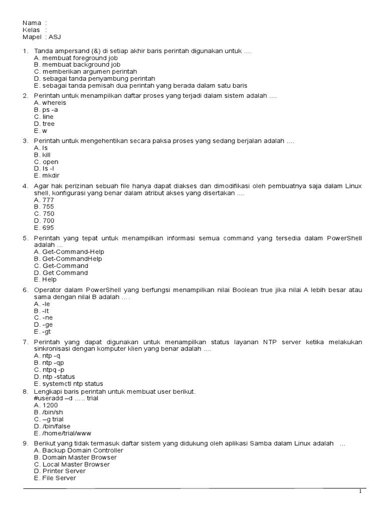 ASJ - Latihan Soal | PDF | Komputer