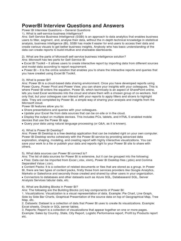 PowerBI Interview Questions and Answers | PDF | Databases | Business Intelligence