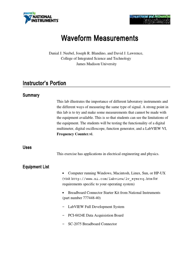 Waveform Measurements | PDF | Root Mean Square | Electromagnetism