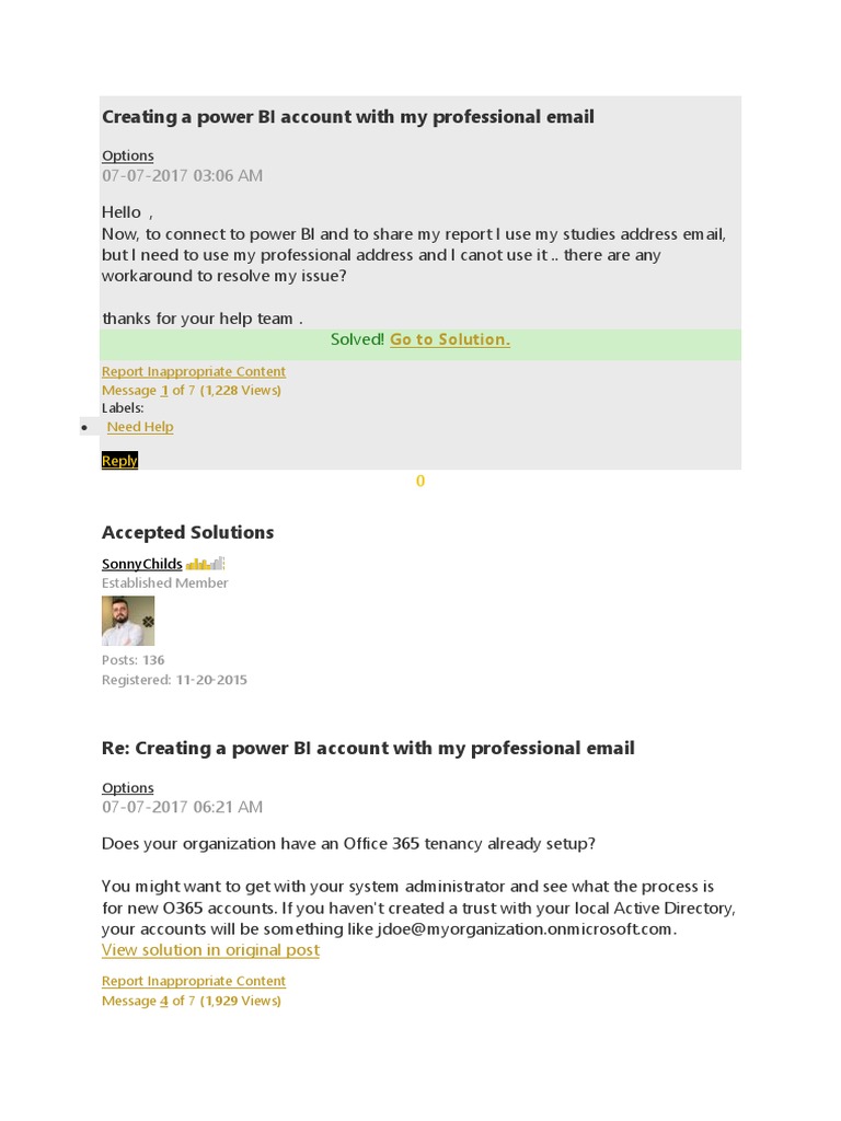 Power BI Professional Account | PDF | Office 365 | Email Address