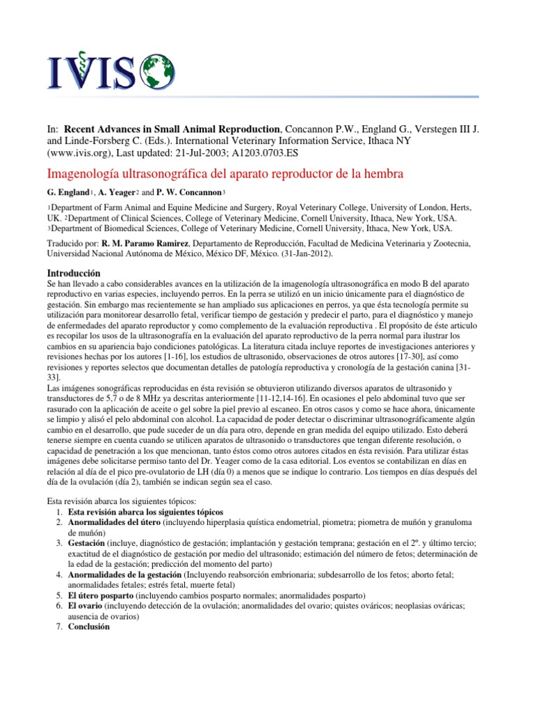 Ultrasonografía Reproductiva Canina | PDF | El embarazo | Placenta