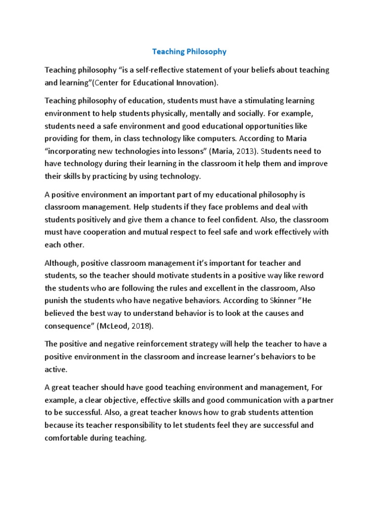 Teaching Philosophy 1 | PDF | Classroom Management | Teachers