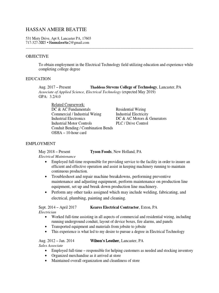 New Resume Hassan Beattie Resume | PDF | Electricity | Machines