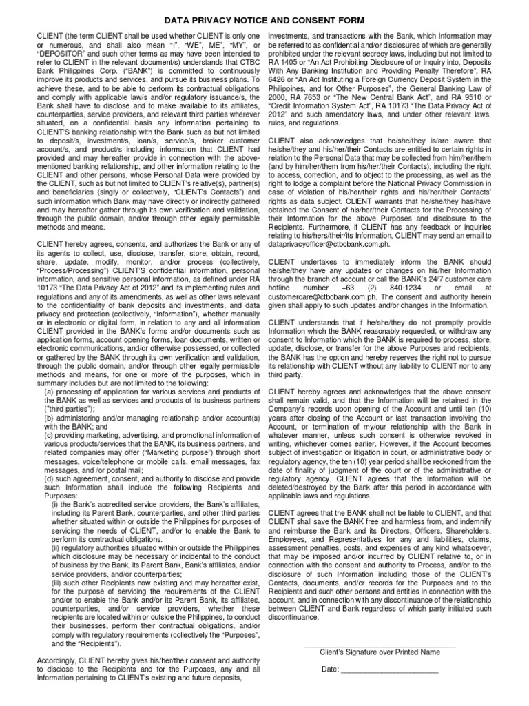 Customer Information Sheet | PDF | Confidentiality | Banks