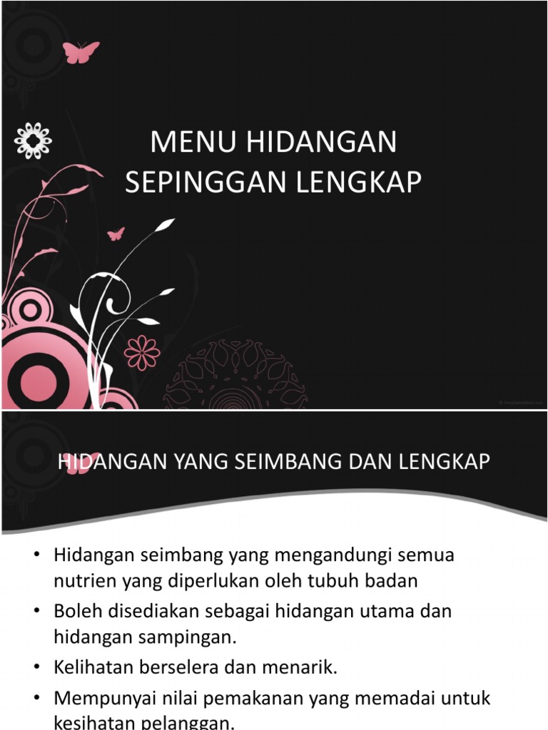 Lecture 6 - Menu Hidangan Sepinggan Lengkap | PDF