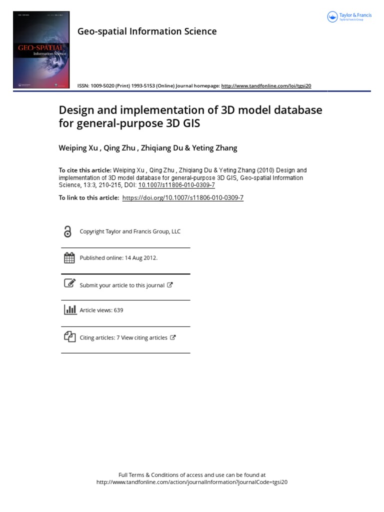 Design and Implementation of 3D Model Database For General Purpose 3D GIS | PDF | 3 D Computer ...