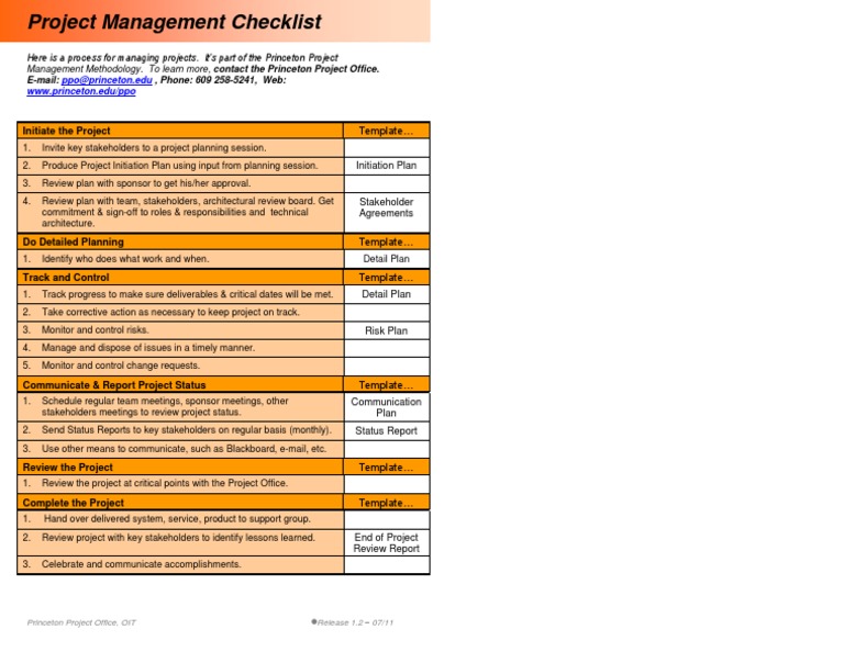 Project Management Checklist | PDF