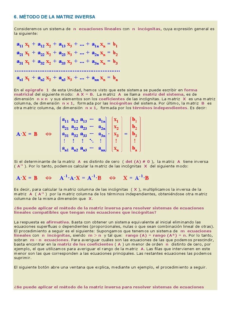 Como Resolver Una Matriz 3x3 Metodo Inverso Sistema de Ecuacion | PDF ...
