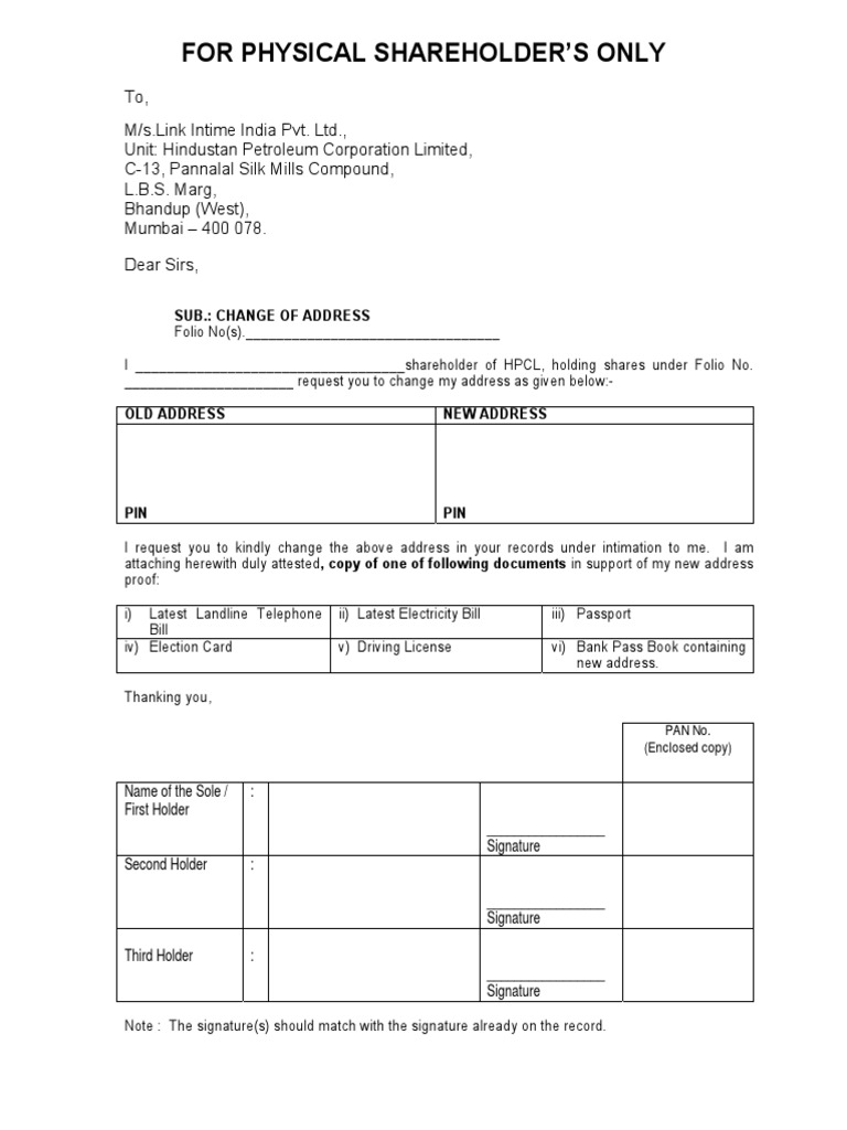 Change of Address | PDF