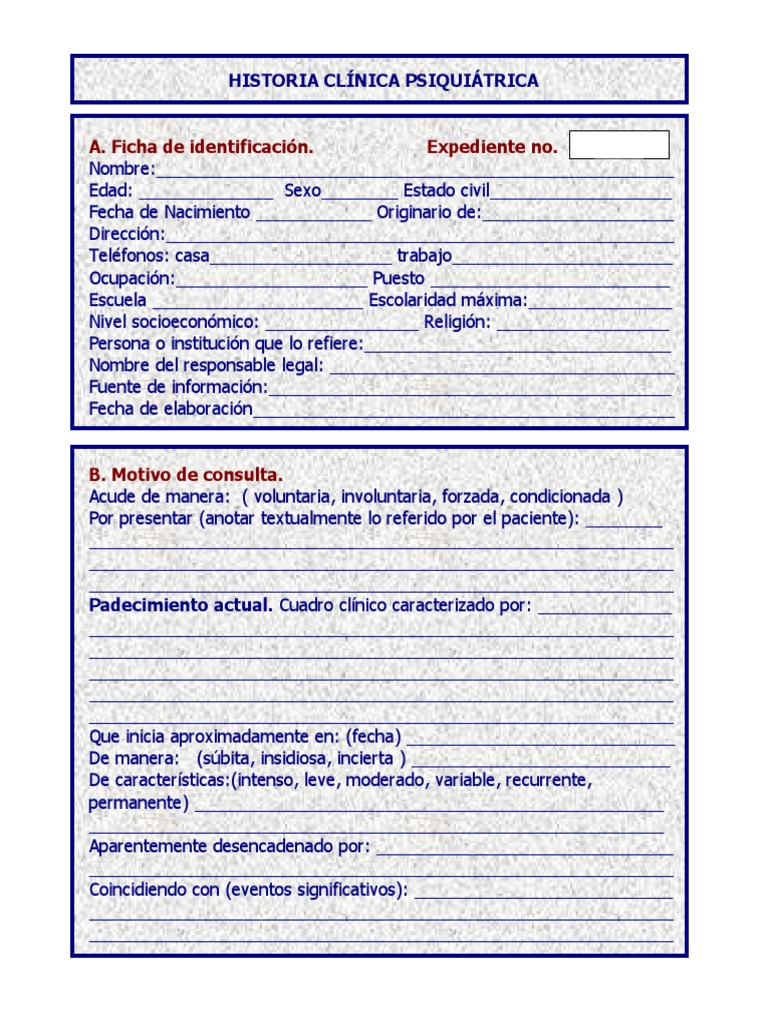 Historia Clínica Psiquiátrica | Psiquiatría | Neurociencia