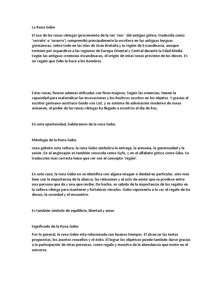 Significado y Poder de la Runa Gebo | PDF | Runas | Vikingos