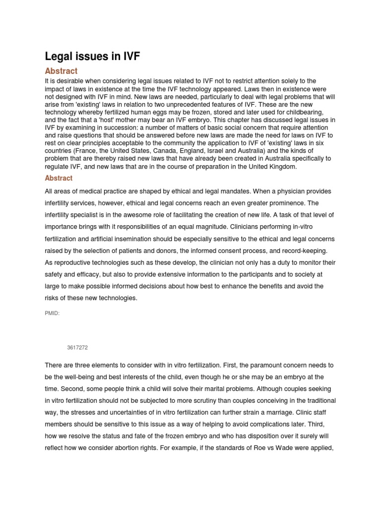 Legal Issues in IVF | PDF | In Vitro Fertilisation | Surrogacy