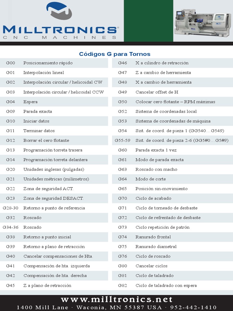 Torno Codigos G M Pdf Perforar Artesanías