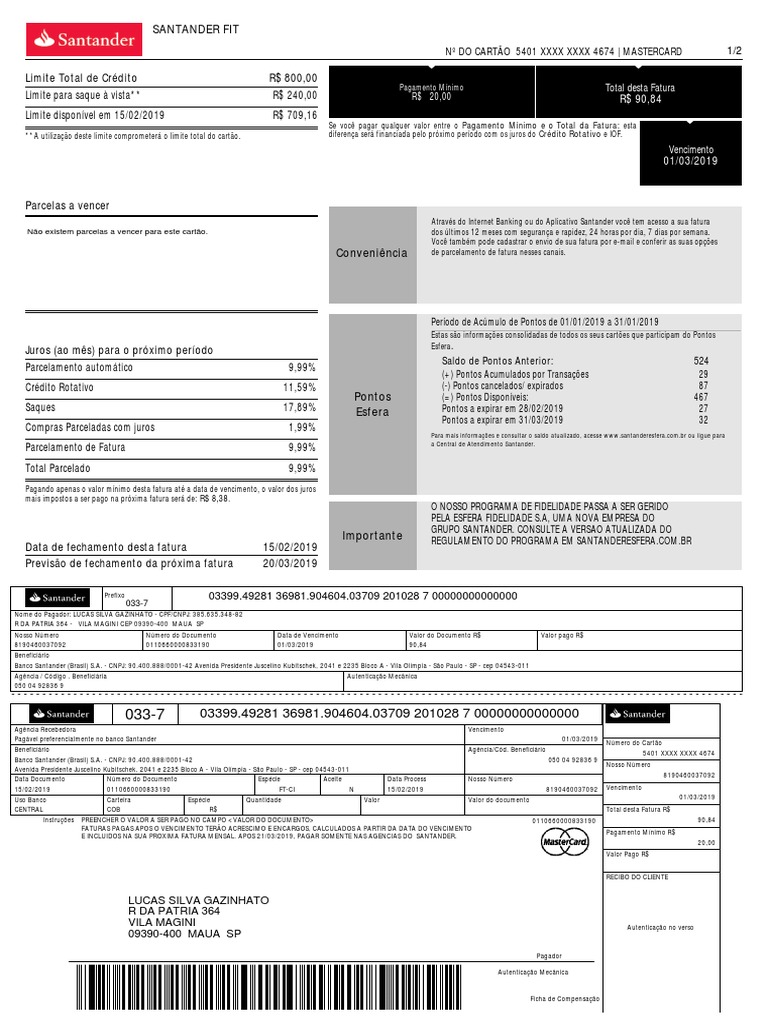 Extrato 01 03 2019 PDF | PDF | Crédito rotativo | Juros