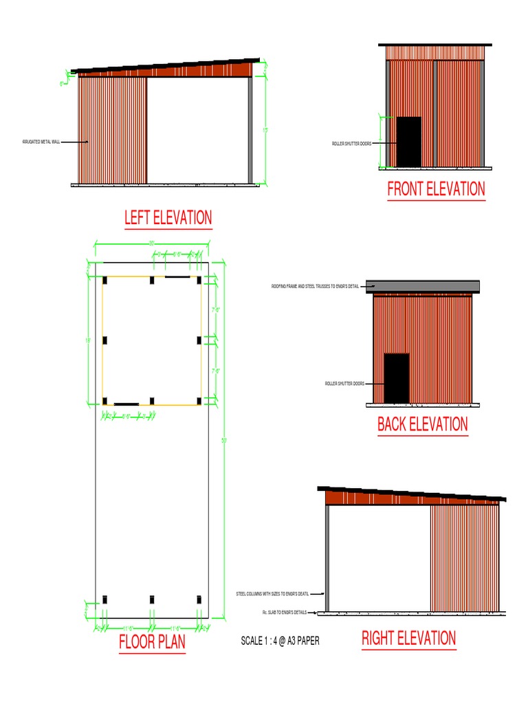 Left Elevation Front Elevation: Scale 1: 4 at A3 Paper | PDF | Queensland Heritage Register ...