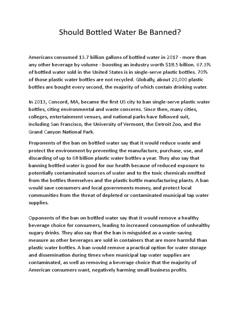 Should Bottled Water Be Banned? | Download Free PDF | Bottled Water ...