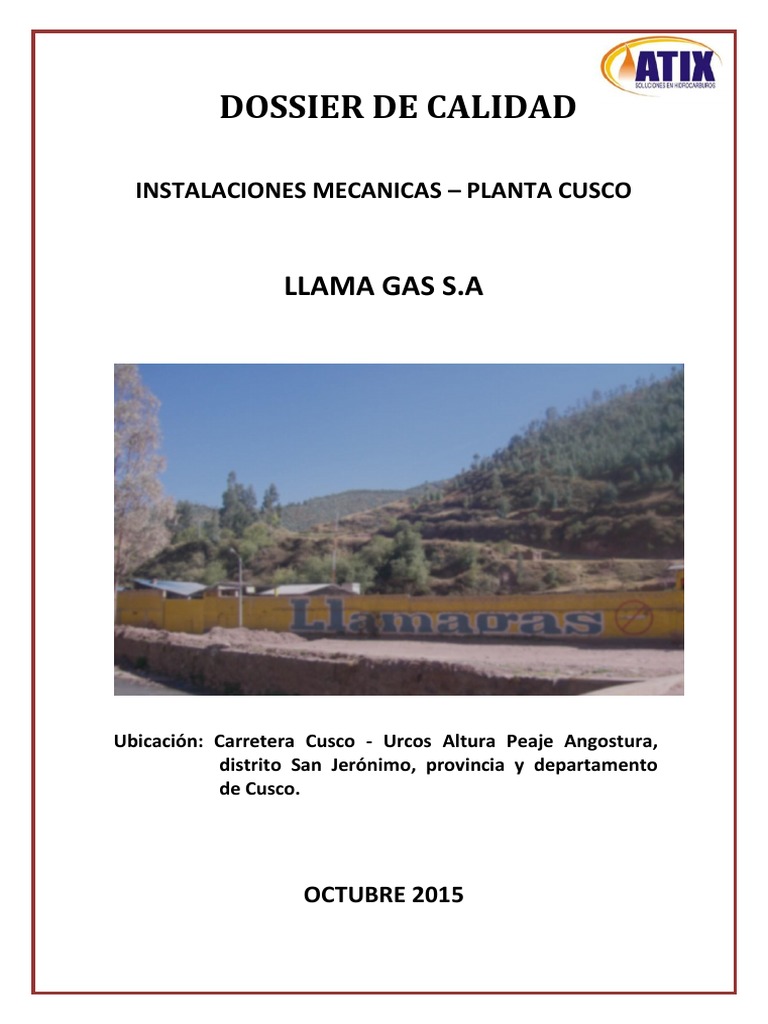 Dossier de Calidad de Instalaciones Mecanicas - Llamagas | PDF | Tubería (transporte de fluidos ...
