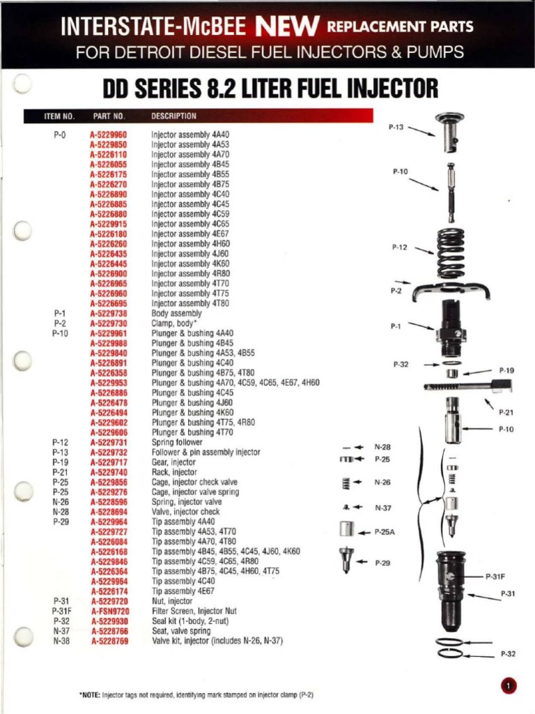 Detroit Diesel Injector Parts Catalog | PDF | Fuel Injection | Diesel ...