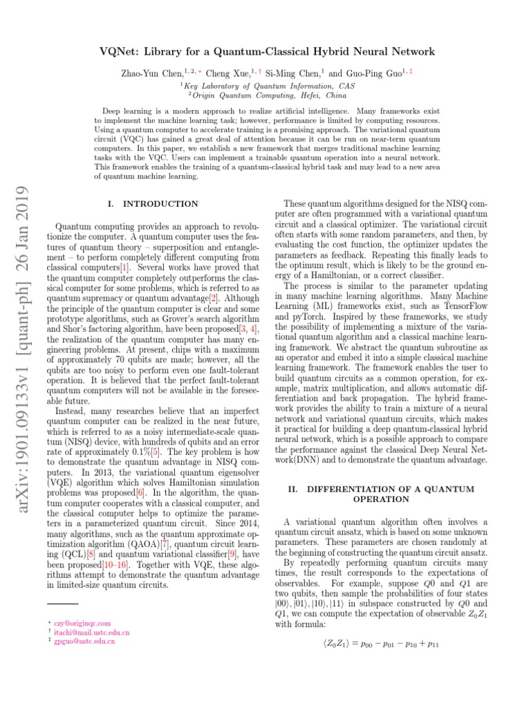 VQNet Library For A Quantum-Classical Hybrid Neural Network | PDF | Quantum Computing ...