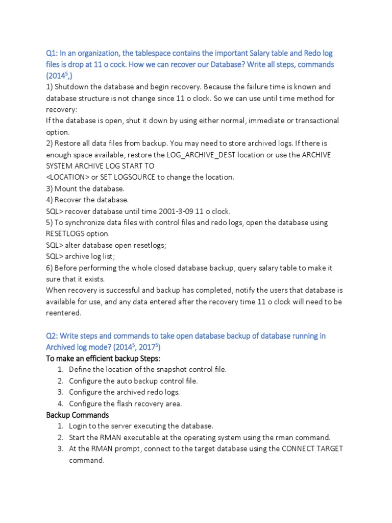 DBA Solved All | PDF | Database Index | Oracle Database