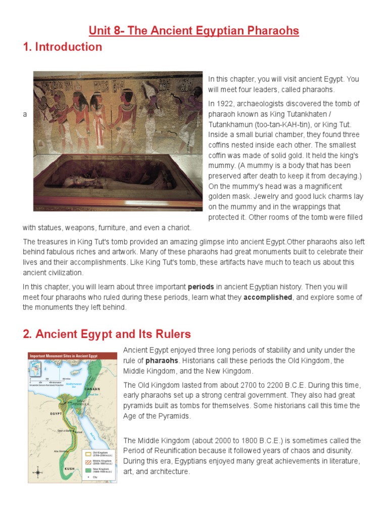 Unit 8 - The Ancient Egyptian Pharaohs Reading | PDF | Hatshepsut ...