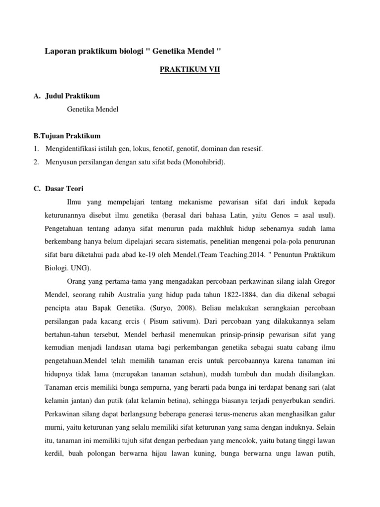 Laporan Praktikum Genetika Mendel | PDF