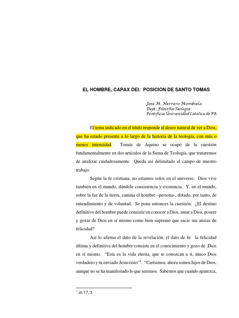 El Hombre Capax Dei | PDF | Esencia | Comprensión