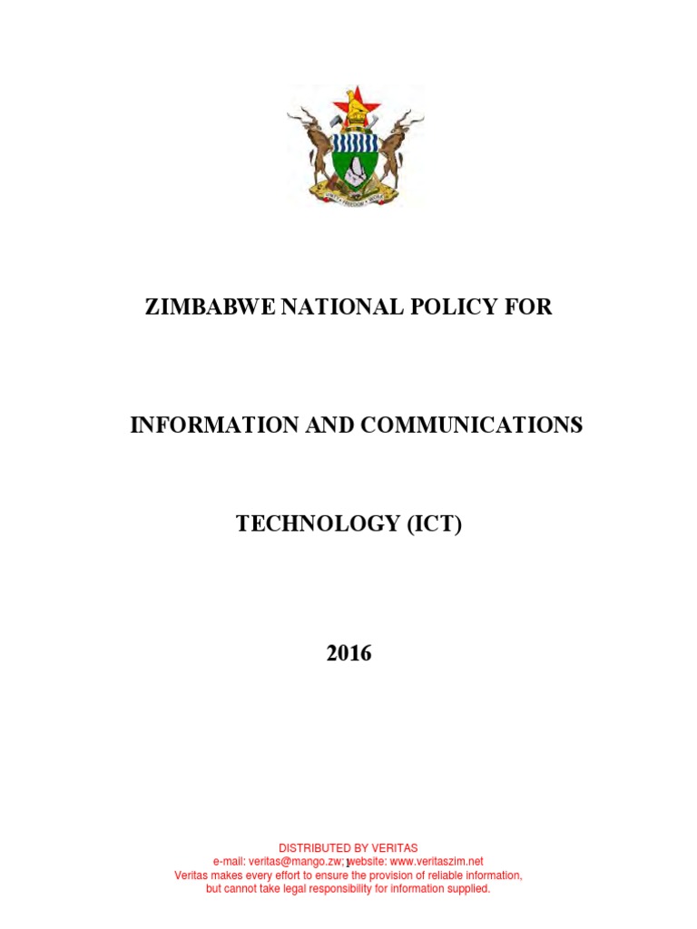 Zimbabwe National Policy For ICT 2016 | PDF | Information And ...