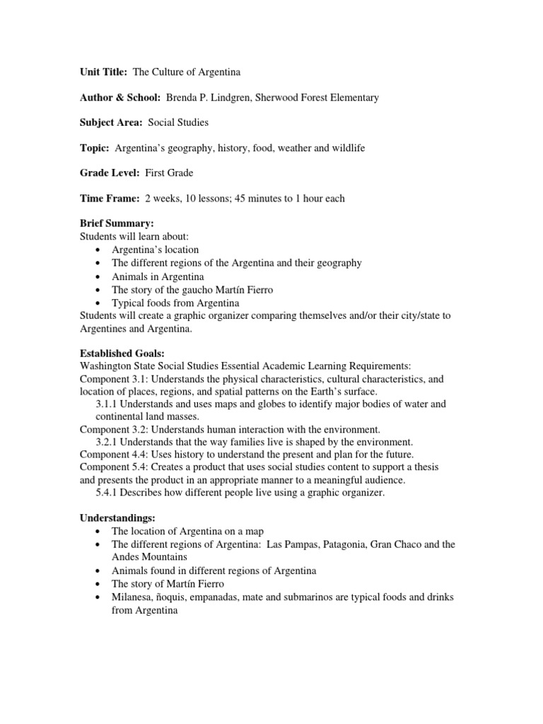 Lesson Plan About Argentina | PDF | Adjective | Pasta