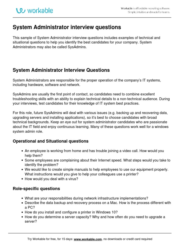 System Administrator Interview Questions | PDF | System Administrator | Backup