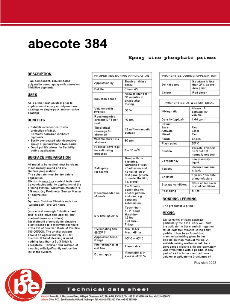 Abecote 384 | PDF | Epoxy | Corrosion