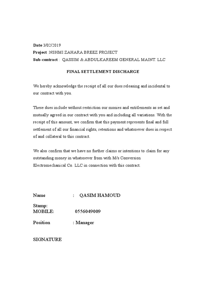 Final Payment Certificate QASIM | PDF