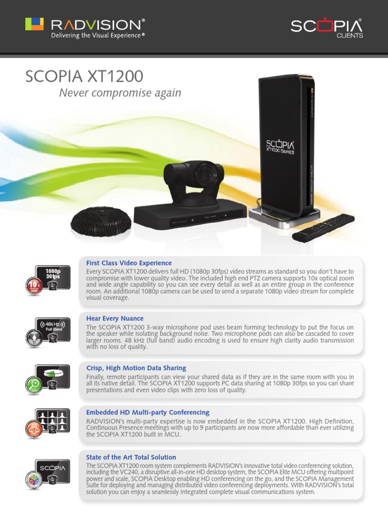 Scopia Xt1200: Never Compromise Again | PDF | Videotelephony | Hdmi
