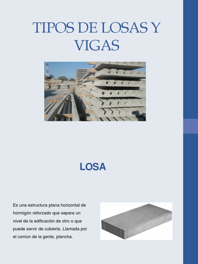 Tipos de Losas y Vigas | PDF | Hormigón | Concreto reforzado