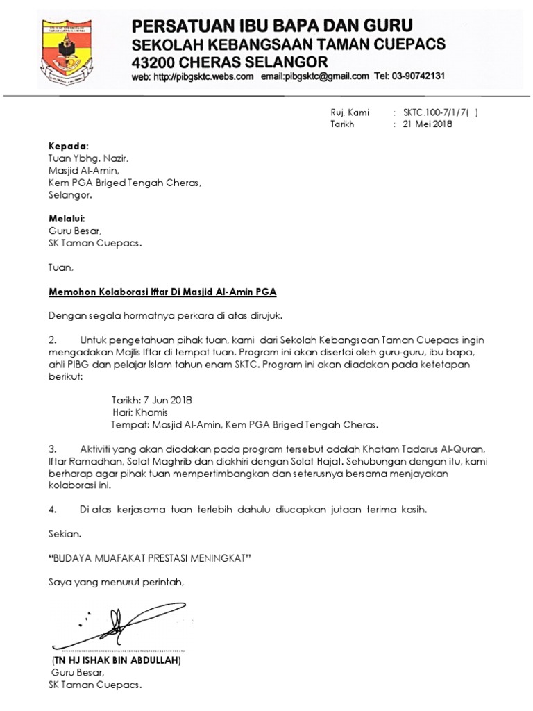 Surat Kolaborasi Iftar | PDF
