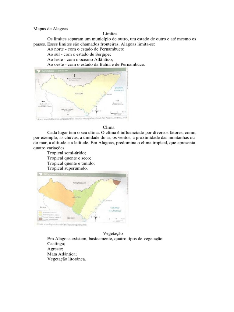 Mapas de Alagoas | Download grátis PDF | Geografia Física | Geografia