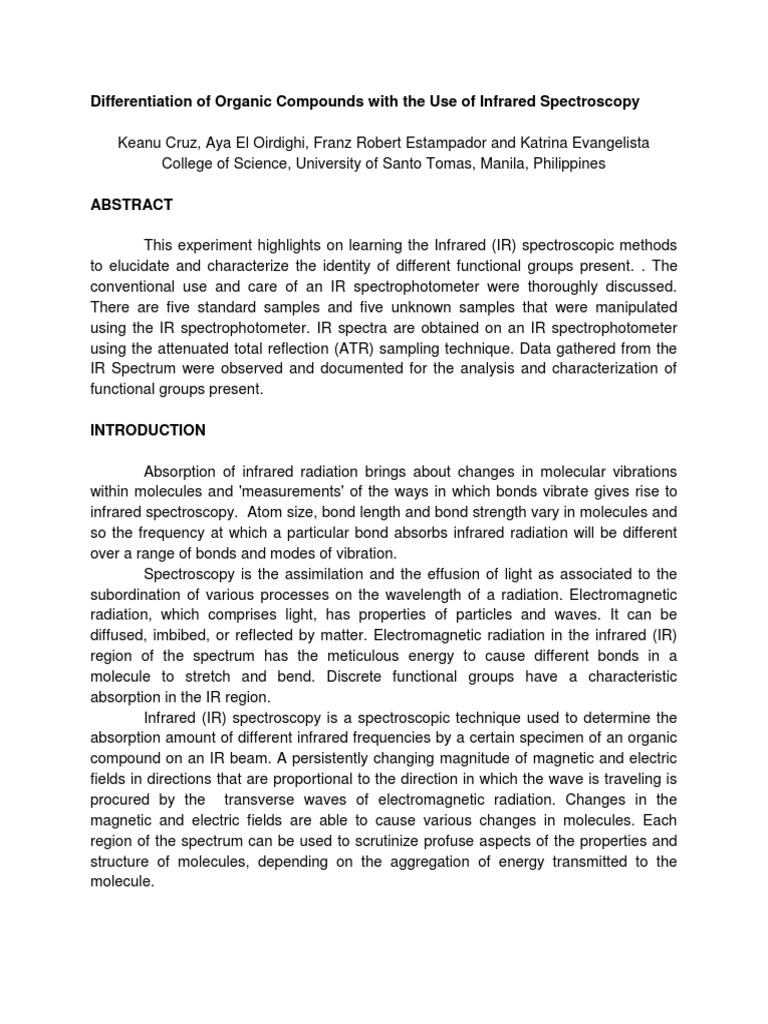 Infrared Spectrum Formal Lab Report | Download Free PDF | Infrared ...