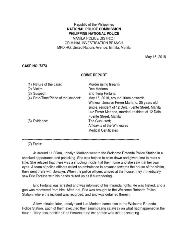 Crime Report | PDF | Manila | Police