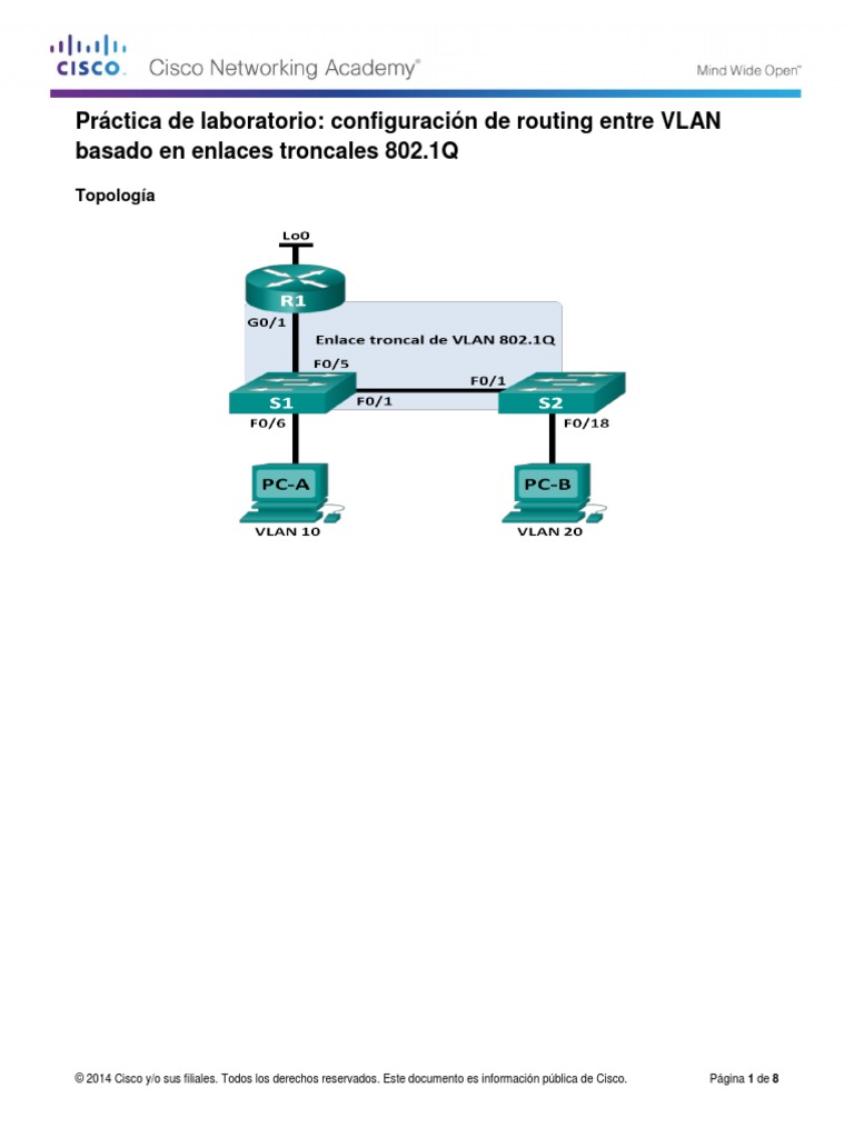 5.1.3.7 Lab - Configuring 802.1Q Trunk-Based Inter-VLAN Routing | Descargar gratis PDF ...
