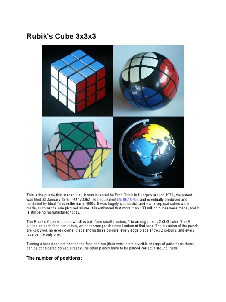 Rubik's Cube 3x3x3 | PDF | Popular Scholarship | Logic Puzzles