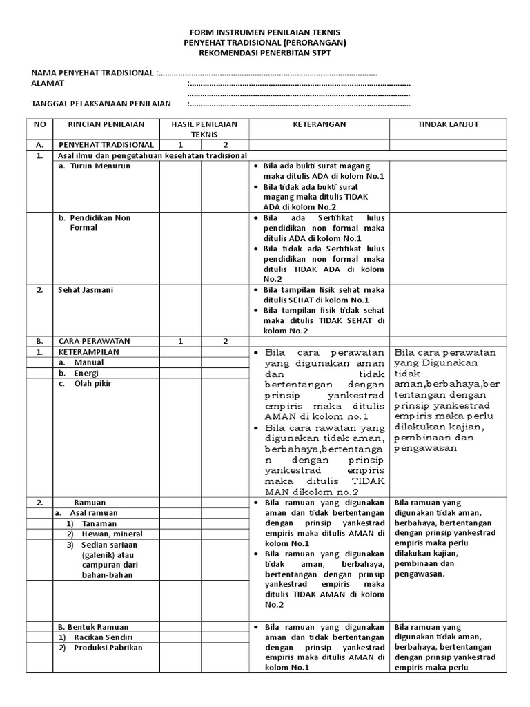 Form Instrumen Penilaian Hatra | PDF