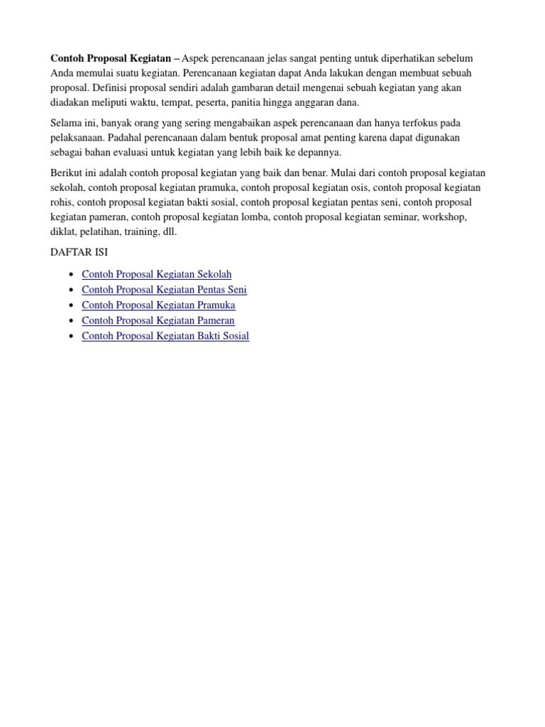 Contoh Proposal Kegiatan | PDF