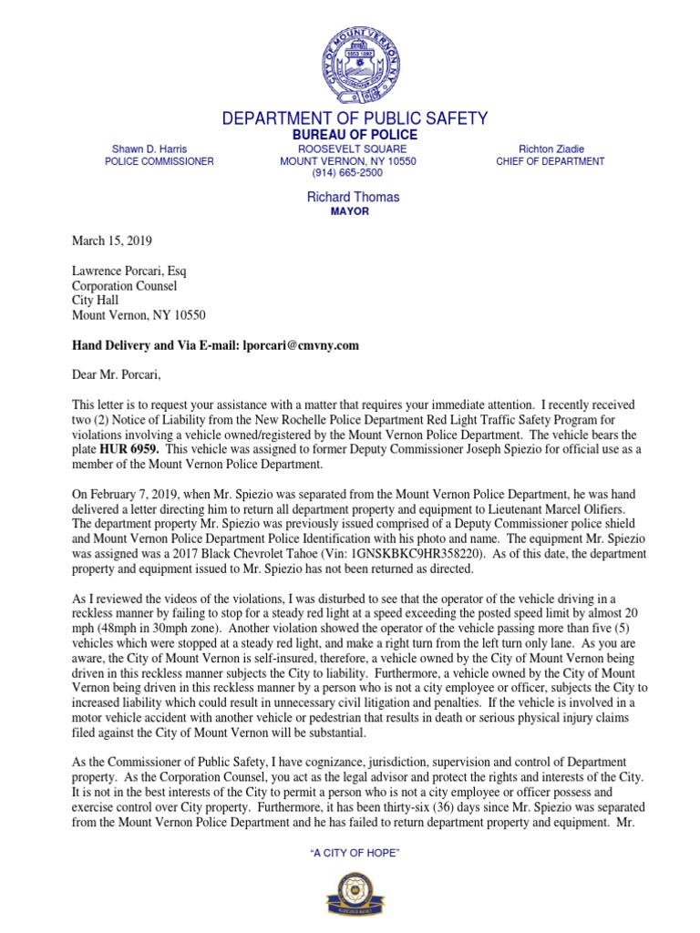 Letter - LPorcari MVPD Property | PDF