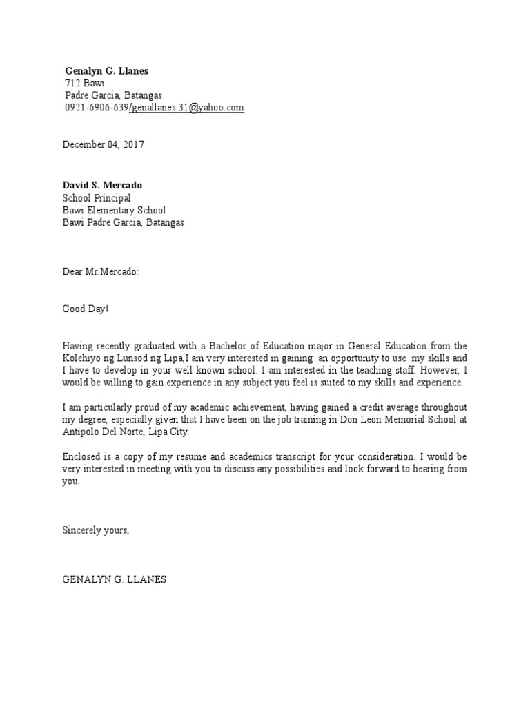 Application Letter | PDF