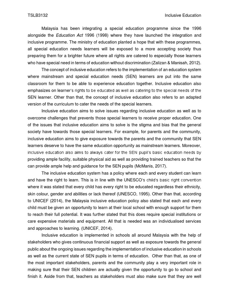 Task 1 Academic Writing | PDF | Inclusion (Education) | Special Education